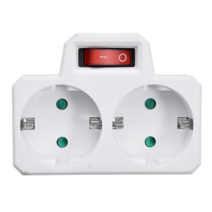 Adaptador 2 tomas Schuko con interruptor, adaptador 2 enchufes, ladron doble frontal con ...