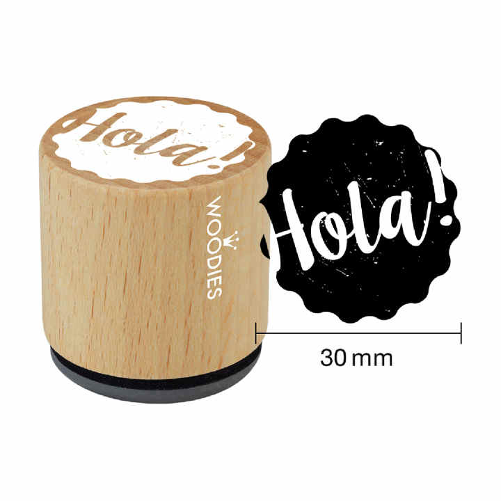Colop Woodies Sello de Madera Circular 30x30 mm - "Hola!" | Miravia