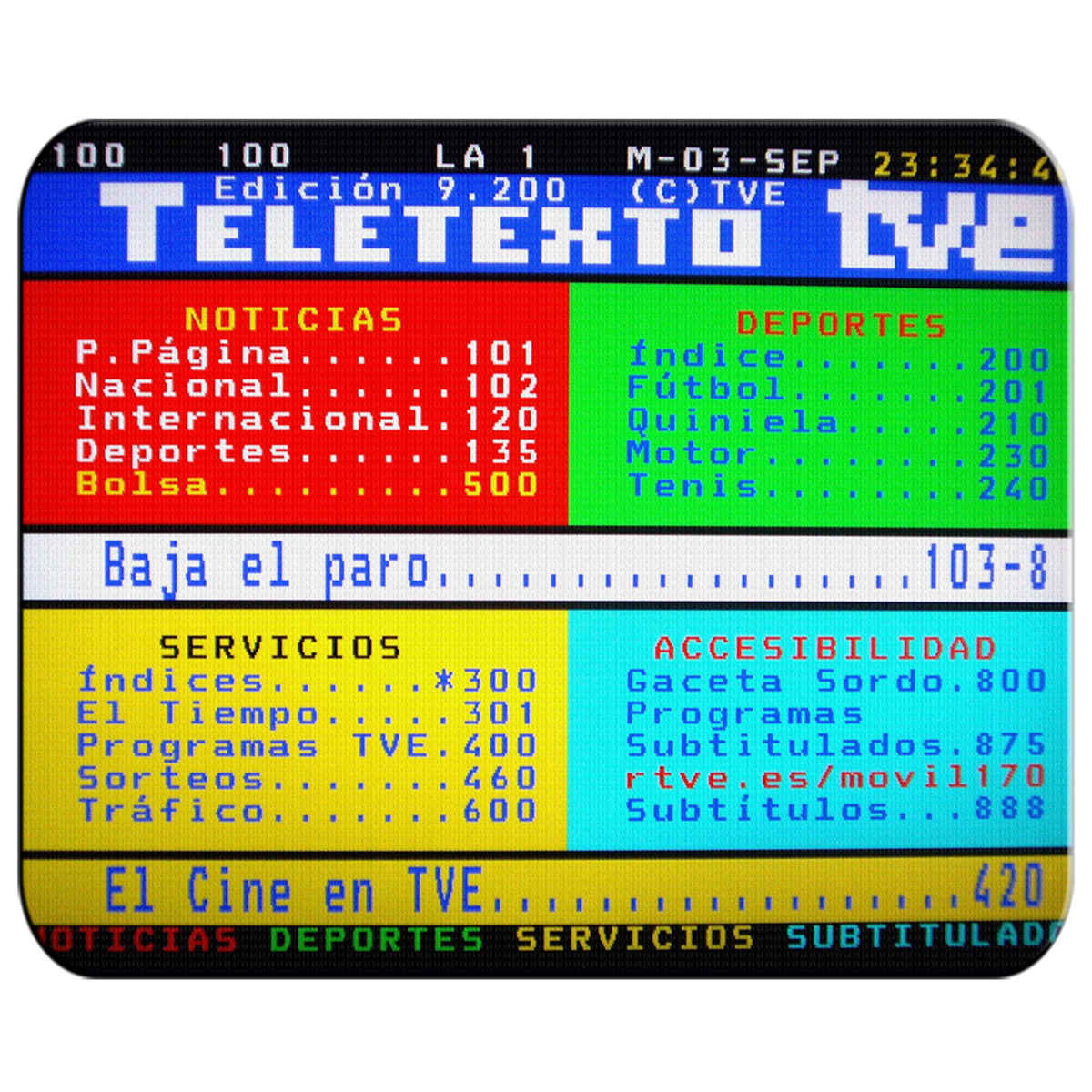 MERCHANDMANIA ALFOMBRILLA GRANDE television tv antigua teletexto retro ...