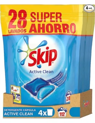 Detergente SKIP Active Clean 112 lavados (4 x 28) | Miravia