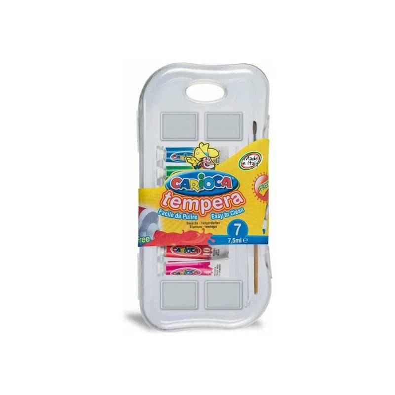 CARIOCA CAJA 7 TEMPERAS 7,5 ML+PINCEL METAL | Miravia