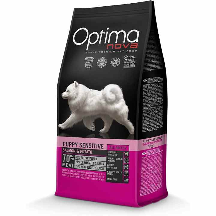 Pienso para Perros Optima Nova Puppy Sensitive Salmon/Patata 12 Kg. Grain Free. | Miravia