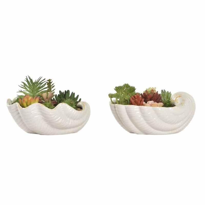 DKD Home Decor-Planta Decorativa DKD Home Decor Jarrón Concha Blanco ...