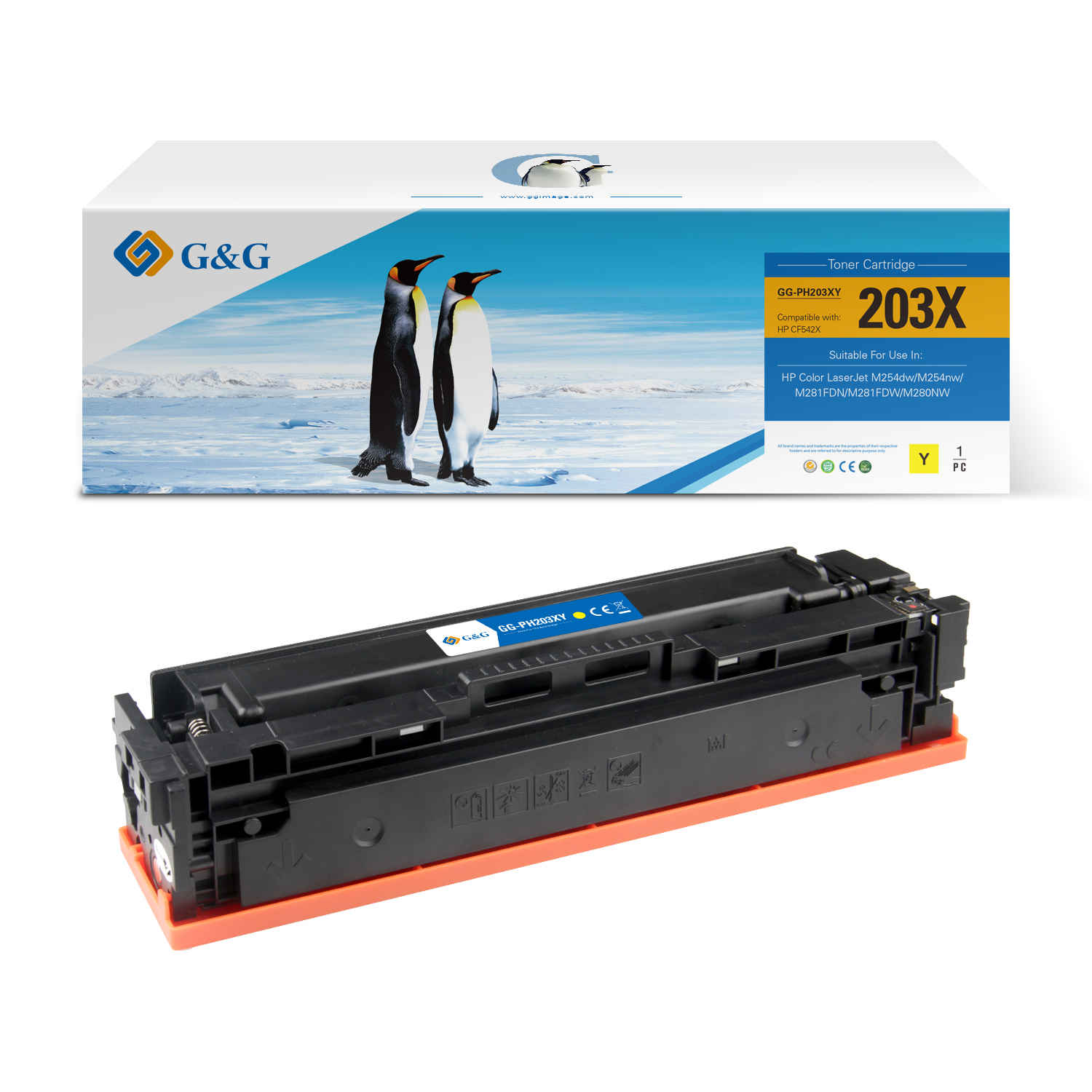 Compatible g&g canon 054h / 045h amarillo cartucho de toner 3025c002 ...