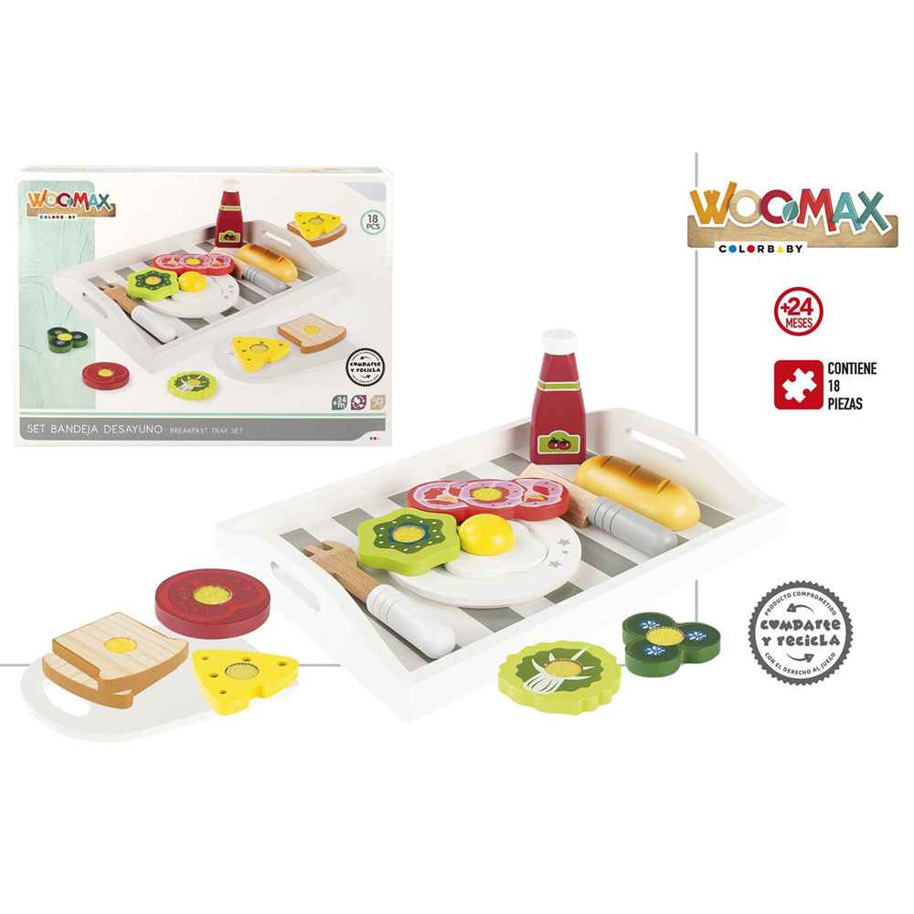 ColorBaby WOOMAX 49330 - Woomax-Bandeja de Desayuno de Madera +24m (Color Baby) | Miravia