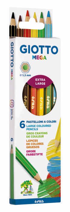 GIOTTO LAPIZ GIOTTO MEGA 6 COLORES SURTIDOS GIOTTO MEGA 5x1x21 Cms ...