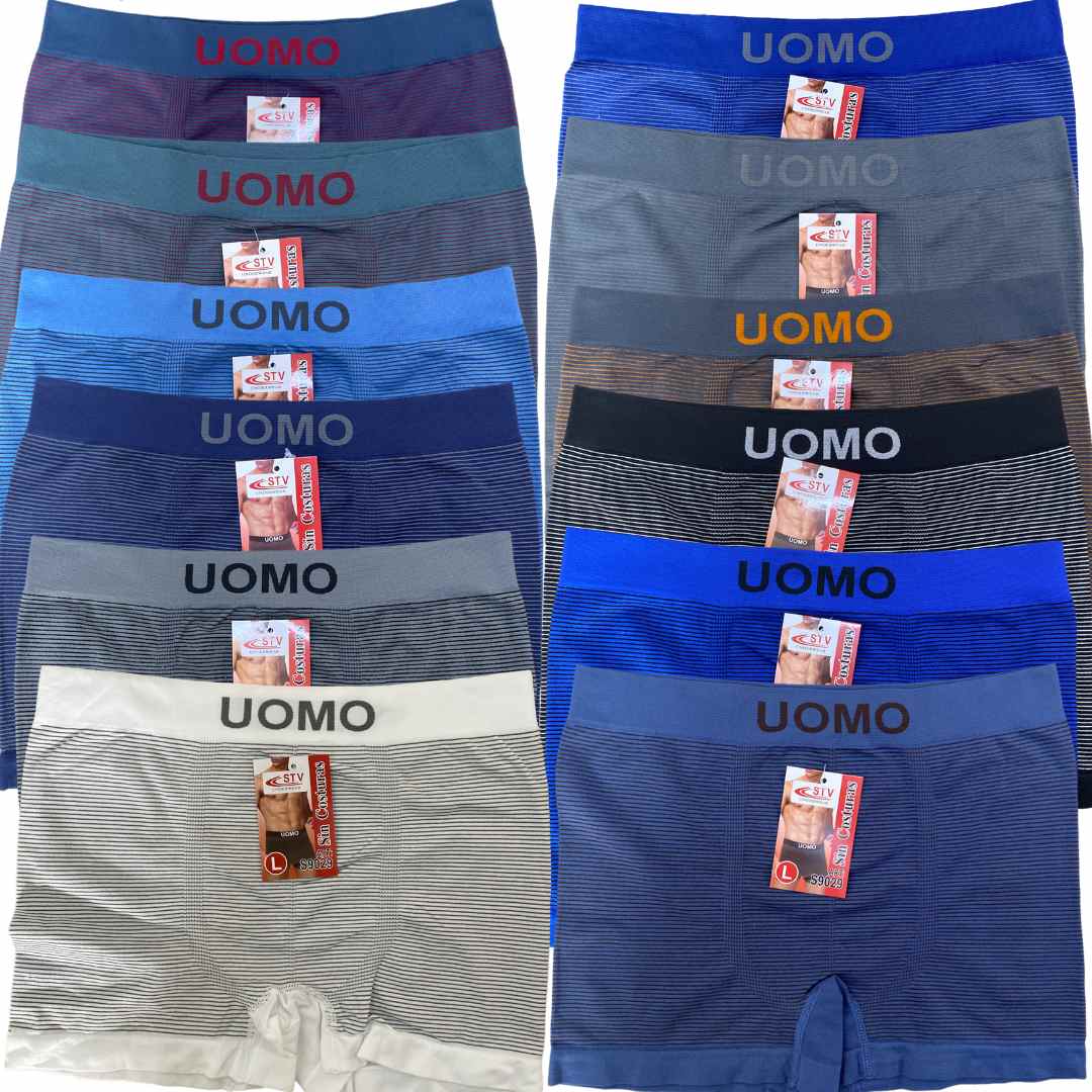 Pack de 12 Calzoncillos Boxer UOMO Talla S-M-L-XL-XXL-XXXL Sin Costuras ...