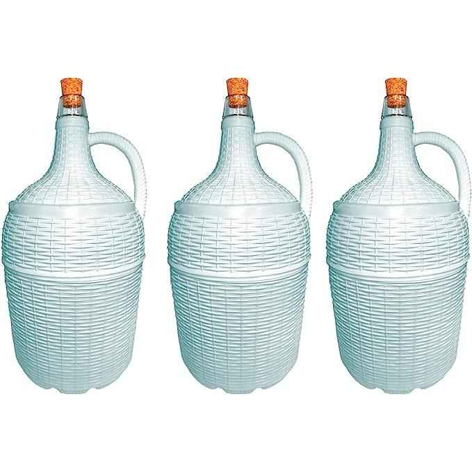 Pack 3 garrafas o garrafón de 5 litros de cristal con asa, forrado de ...