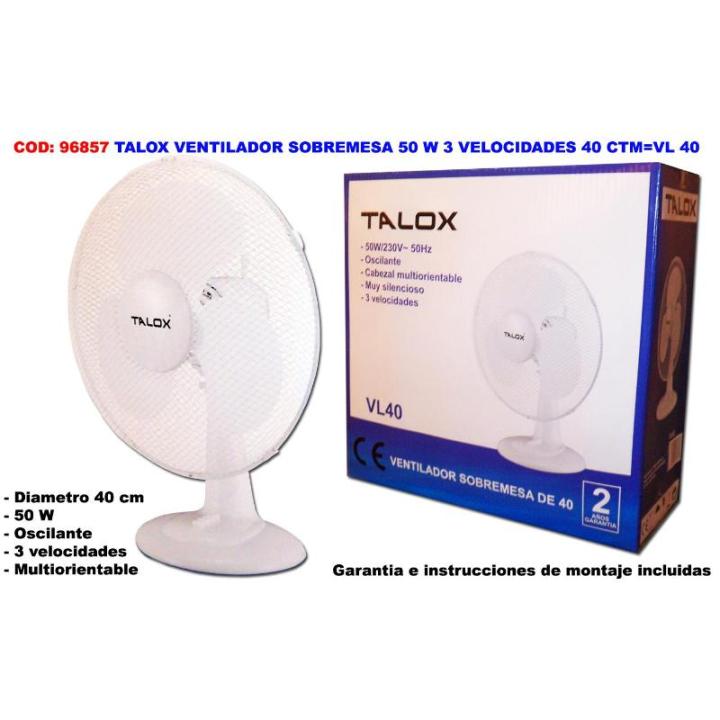 Talox ventilador sobremesa 50 w 3 velocidades 40 ctm vl40-ft40a | Miravia