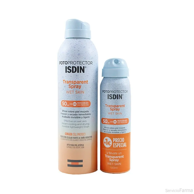 ISDIN PACK SPRAY TRANSPARENTE WET SKIN 250ML + 100ML SPF50 Isdin Raíz ...