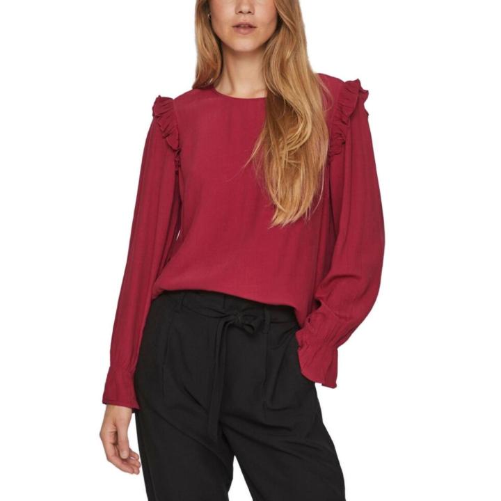 Blusa Vila Fini granate manga larga para mujer | Miravia