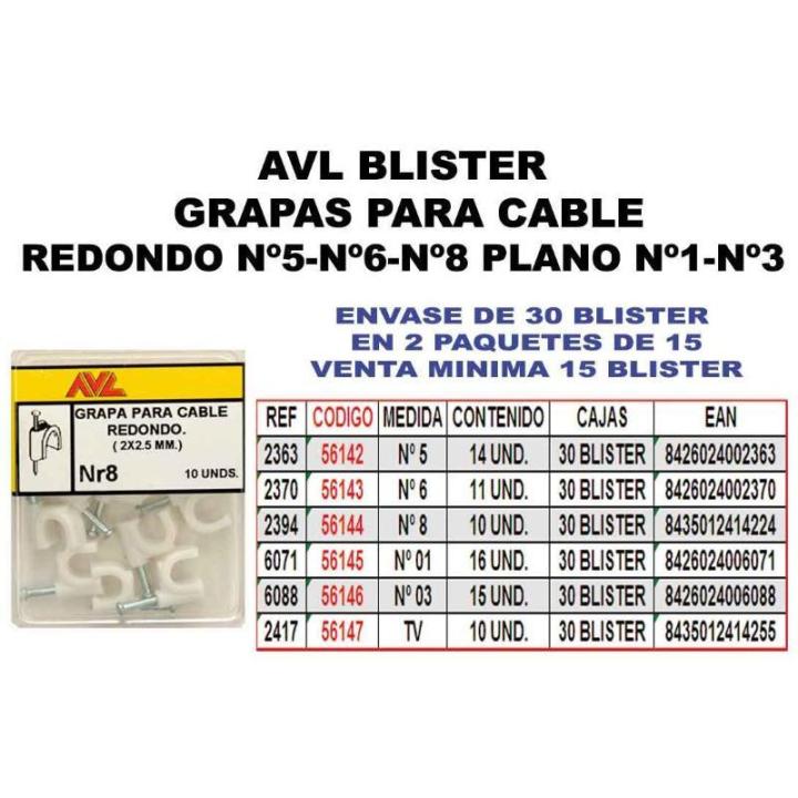 Avl blister grapa cable tv 2417 (caja 15 unidades) | Miravia