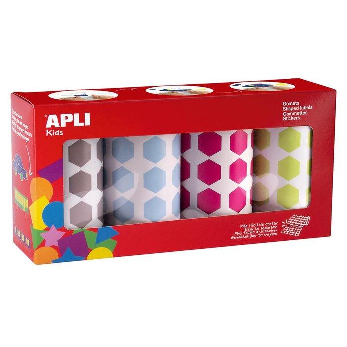 APLI PACK 4 ROLLOS 1770 GOMET HEXAGONALES AZUL FUCSIA GRIS VERDE ...