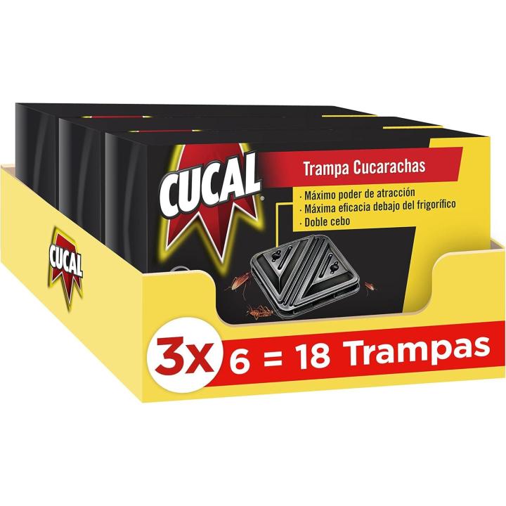 Cucal Insecticida Trampa Cucarachas Doble Cebo - Pack 3 con 18 trampas ...