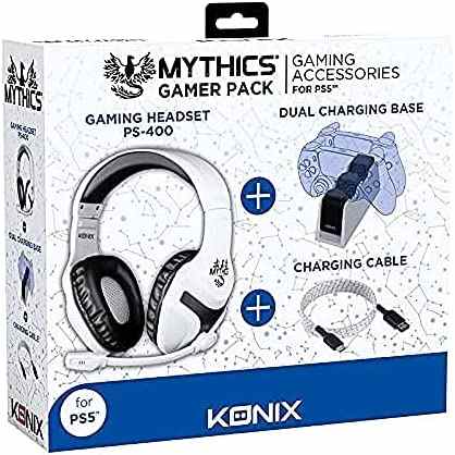 Konix mythics gamer pack auriculares para juegos ps-400 + estacion de carga doble + cable de ...