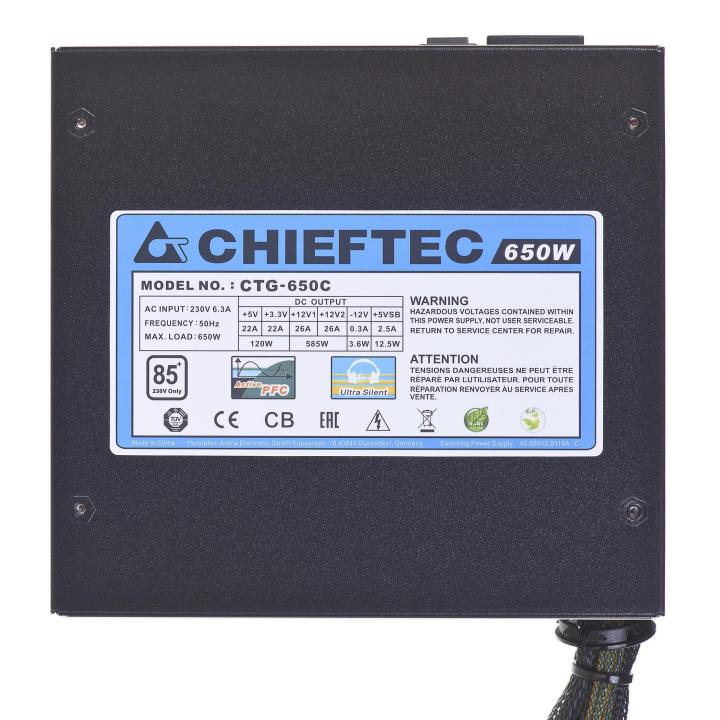Chieftec CTG-650C unidad de - Fuente de alimentación (650 W, 230 V, 50 ...