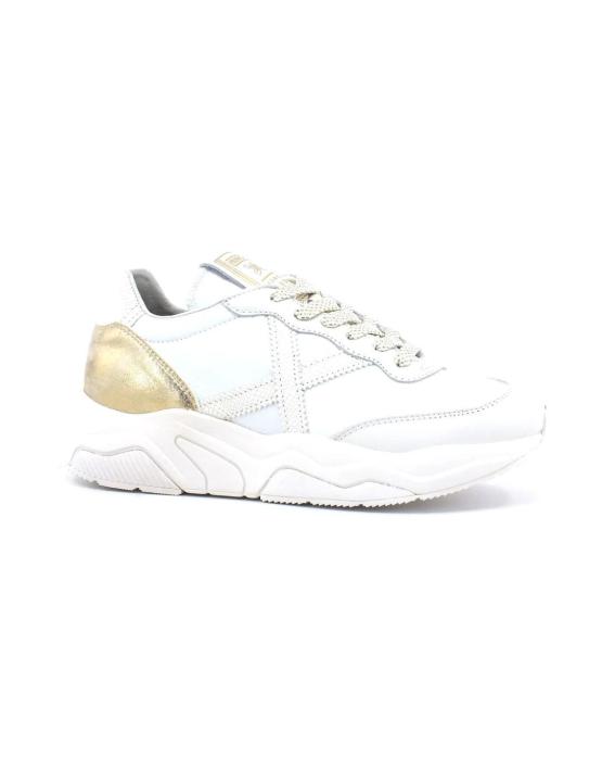 Zapatilla Munich Wave 117 blanca y dorada de mujer | Miravia