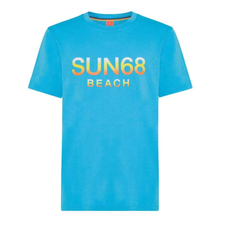 SUN68-T-shirt sun68 beach big logo-Turchese SUN68-T-shirt sun68 beach ...
