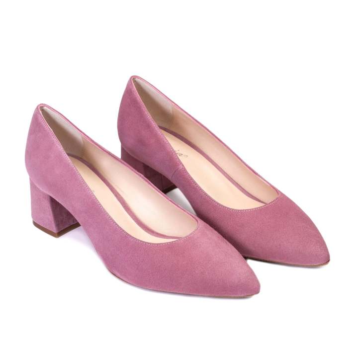 Salones Mujer Piel Violeta Malva Tacon Bajo Punta Fina - TRIVIA ...