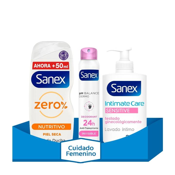 Sanex Pack de cuidado para mujer con Gel de ducha Zero% nutritivo 600ml ...