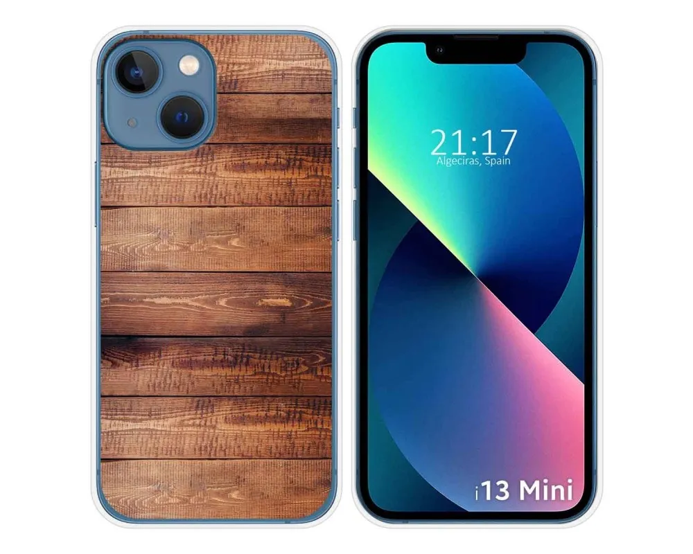 Funda Silicona compatible con iPhone 13 Mini (5.4) diseño Madera 02 Dibujos | Miravia