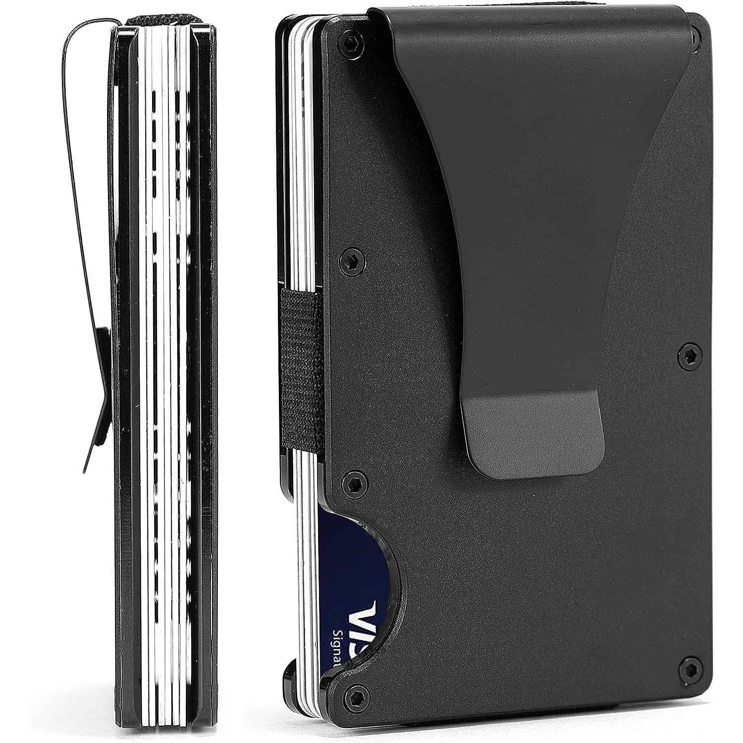 FDKOBE Carteras minimalistas para hombres - Cartera de metal delgada ...