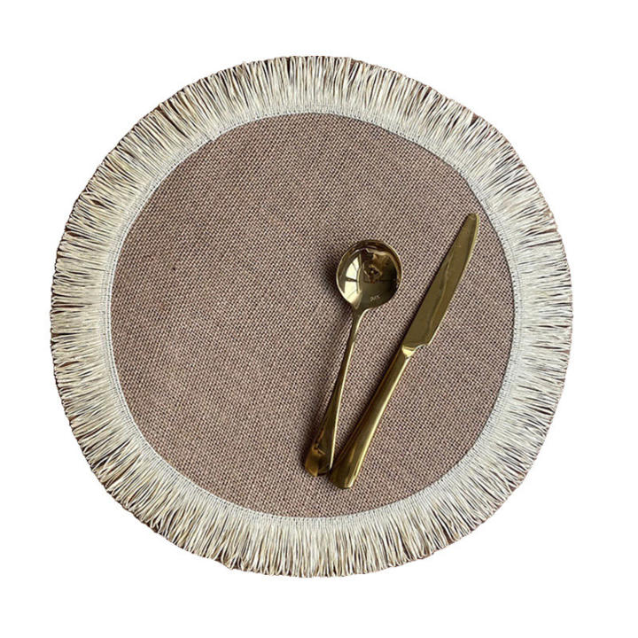 Tapetes redondos de yute con borlas, Mantel Individual multiusos ...