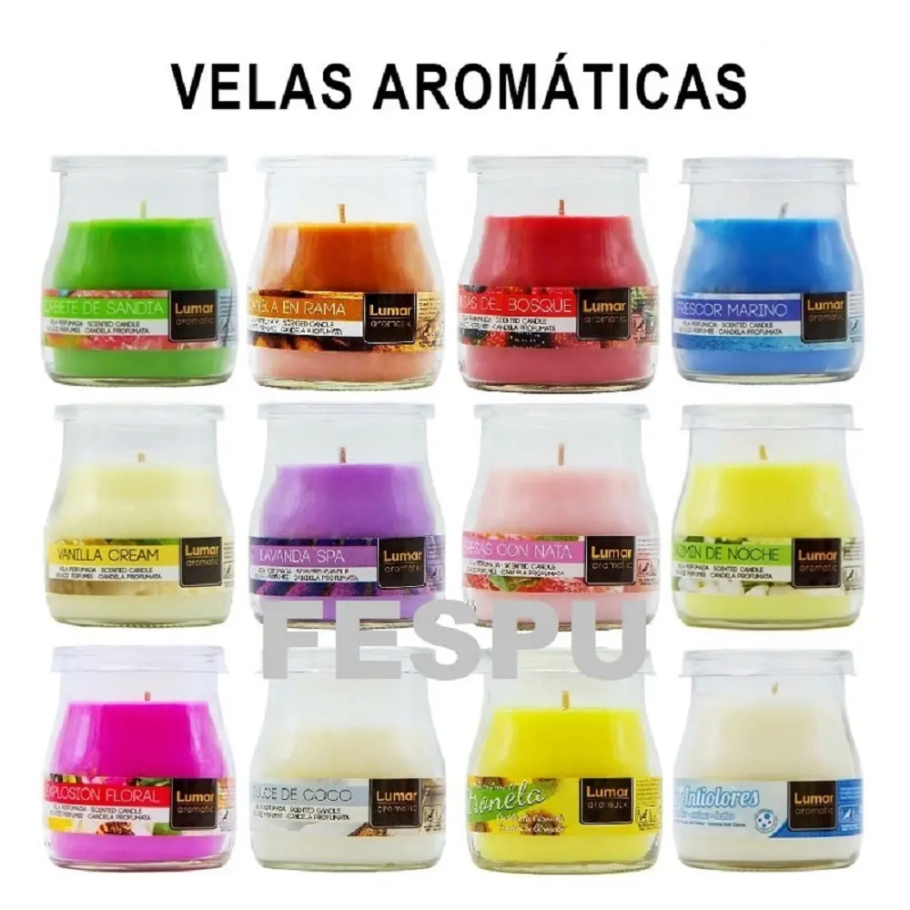 Velas aromáticas, VELAS LUMAR, LAVANDA SPA, en vaso de vidrio, perfumadas ,vaso yogurt ,24 horas ...