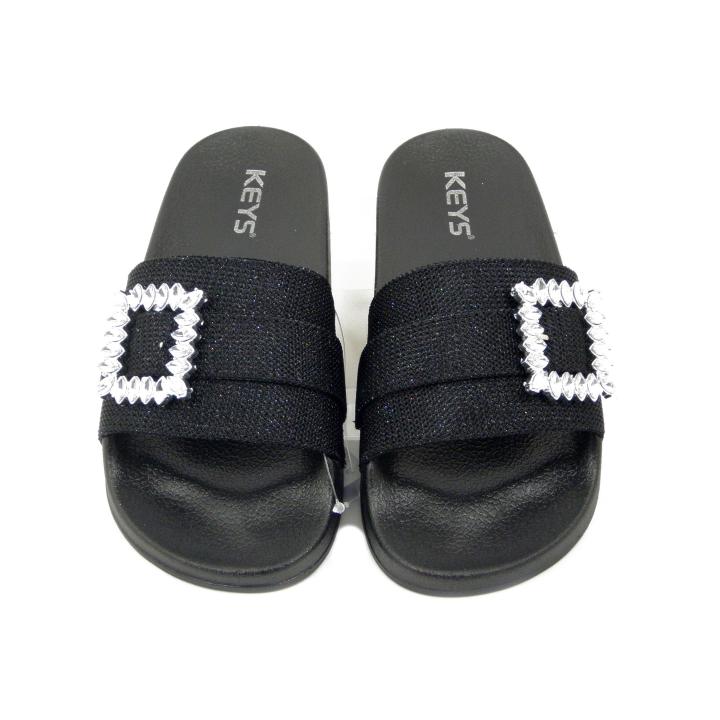 Sandalias Pantuflas Joya para Mujer en Tejido Negro, KEYS | Miravia