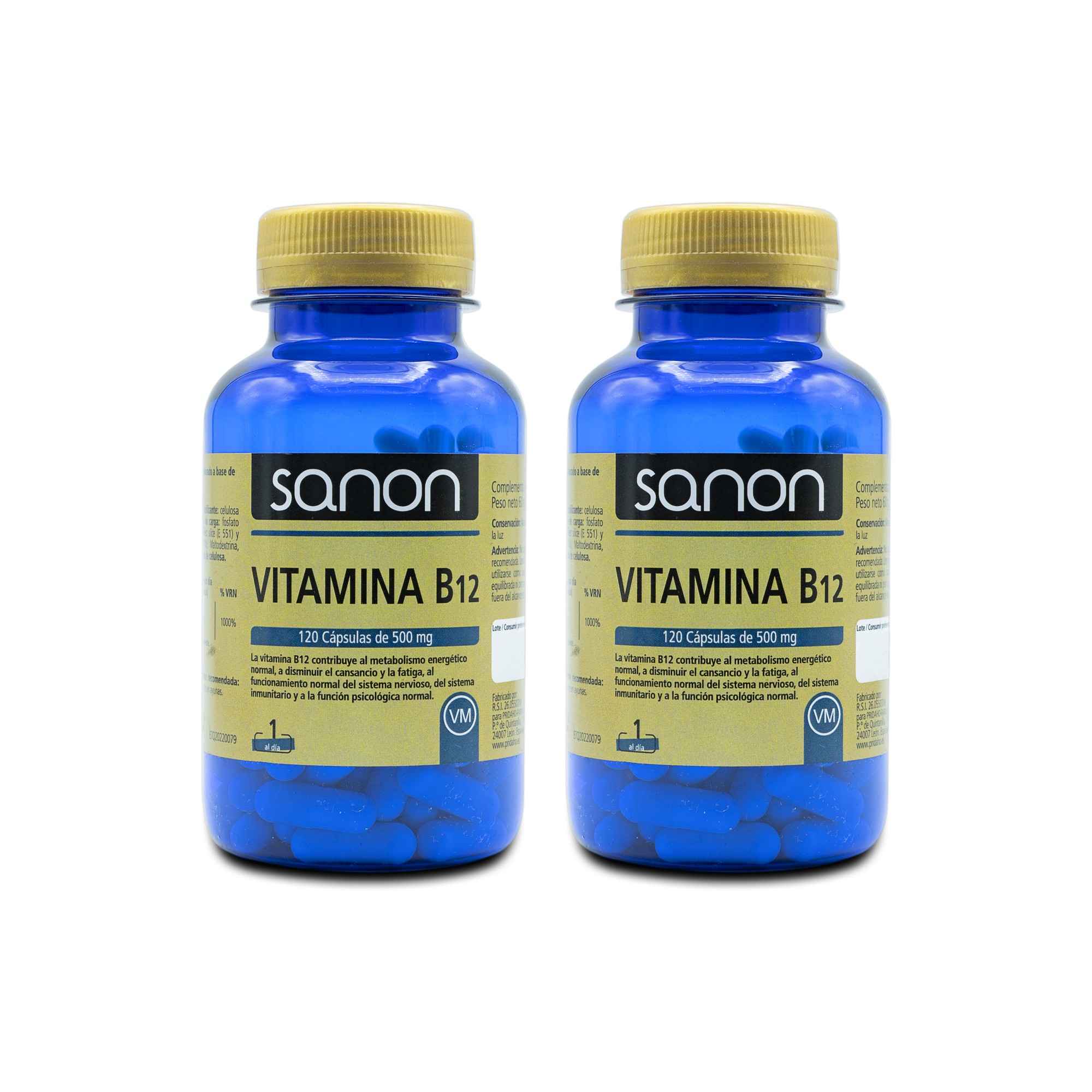 PACK 2 SANON Vitamina B12 120 cápsulas de 500 mg | Miravia