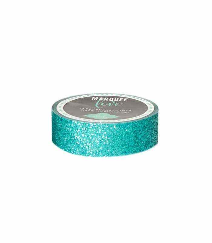 American Crafts MARQUEE TAPE 2,2 cm x 2,74 M AQUA GLITTER | Miravia