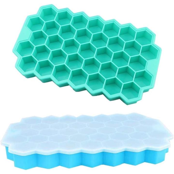 Silicone Ice Cube Tray with Lid Hexagonal Ice Cube Mold Candy Jelly ...