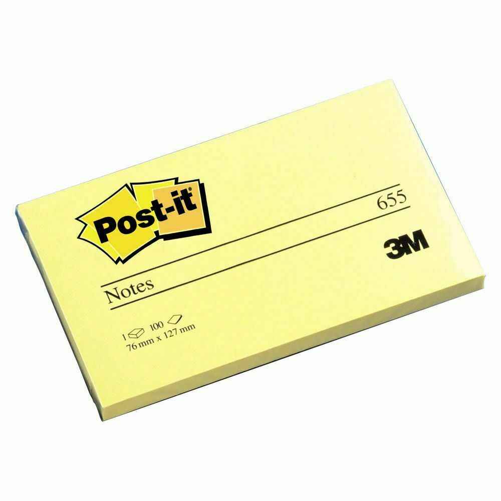 Post-it 655 Notas Adhesivas Bloques 76 x 127 mm, Canary Yellowâ„¢, 12 ...