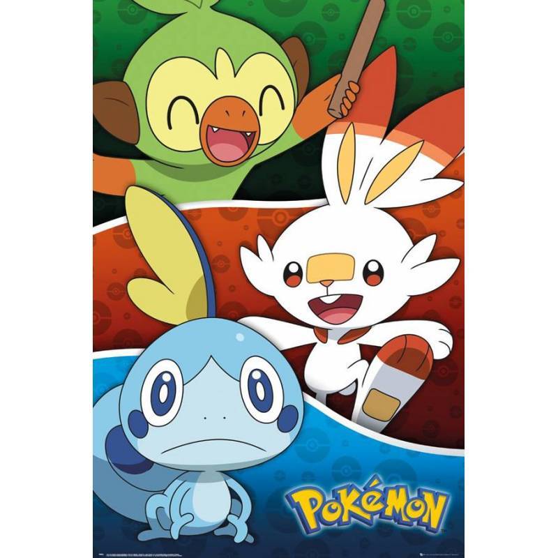 Poster Arrancadores de Pokemon Galar - Pokemon Galar Starters (POSTER ...