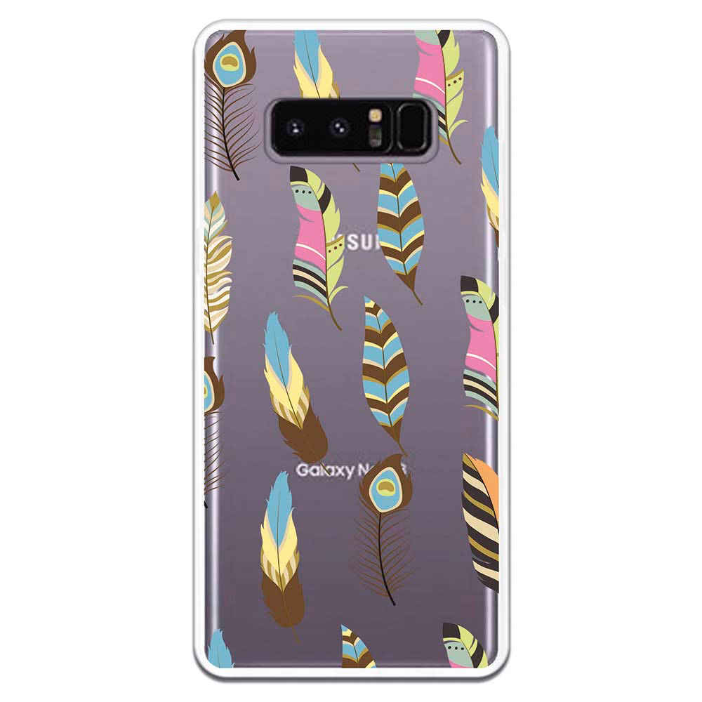 Funda compatible con Samsung Galaxy Note 8 - Plumas Colores | Miravia