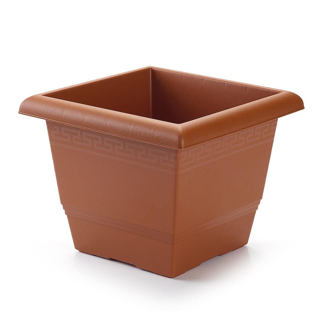 Macetero cuadrado de plastico 30 cm Marron | Miravia
