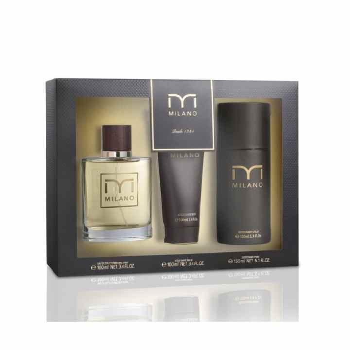 MILANO EDT 100 ml SPRAY + AFTER SHAVE BALM 100 ml + DEODORANT SPRAY 150 ...