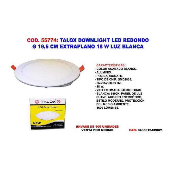 Talox downlight led redondo ø19.5 cm extraplano 18 w luz blanca | Miravia
