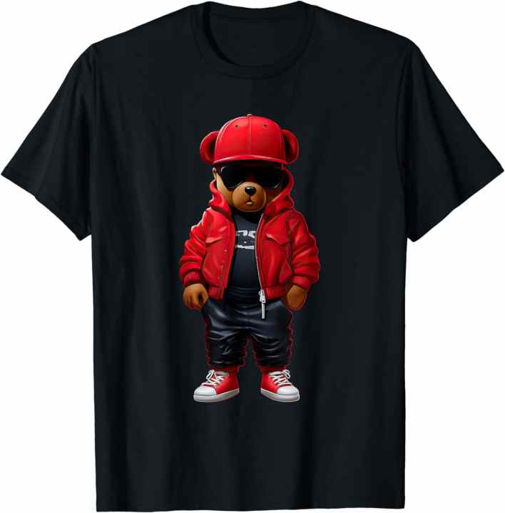Camiseta estilo hip hop con rap de oso de peluche, moda | Miravia