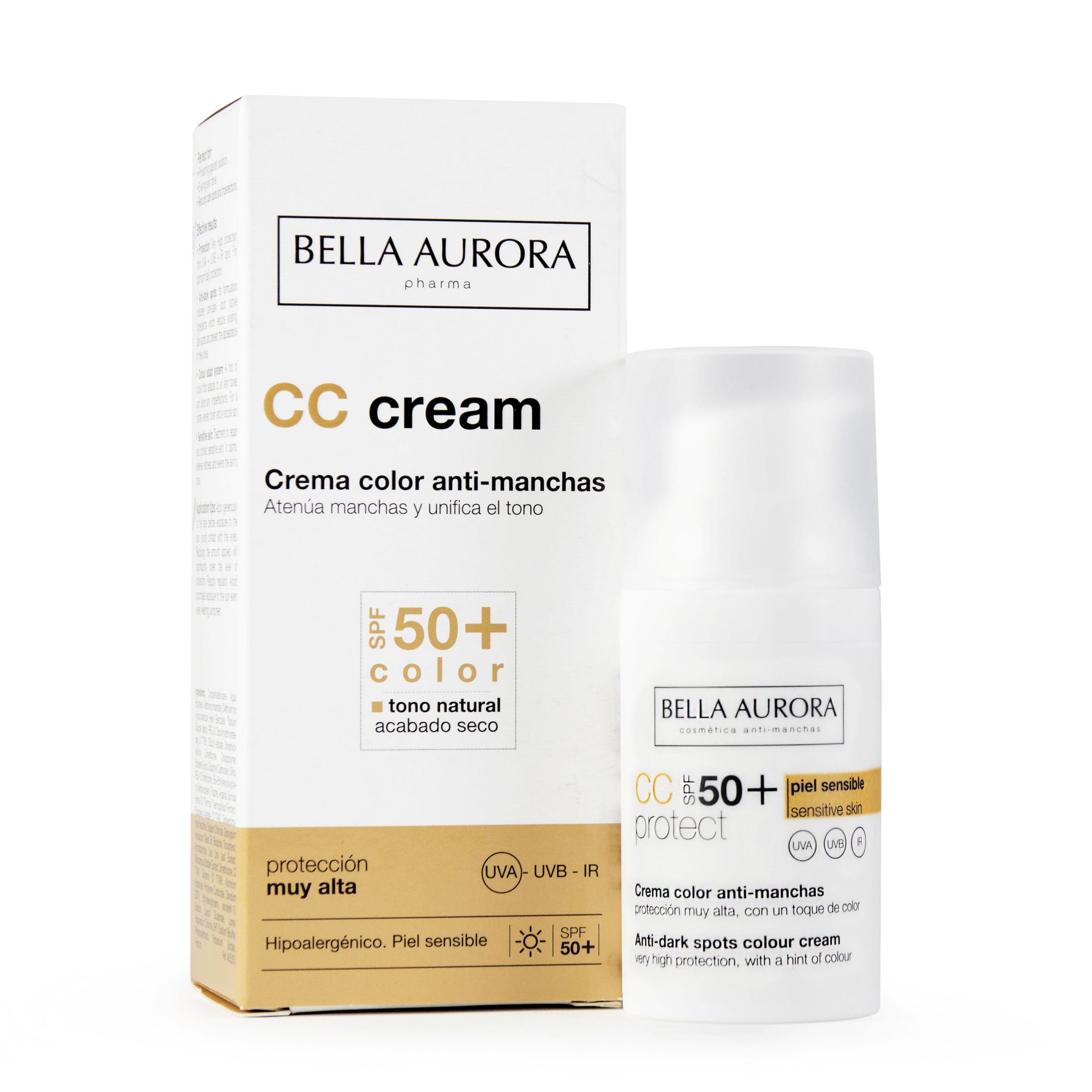 Bella Aurora Crema Facial con Color SPF 50+, 30 ml | CC Cream para Piel ...