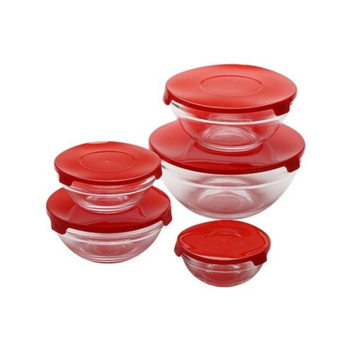Renberg-Set de Fiambreras Renberg Rojo Vidrio Cristal (5 pcs) | Miravia