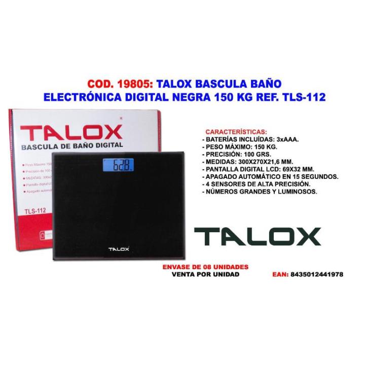 Talox bascula baño electronica digital negra 150 kg tls-112 | Miravia