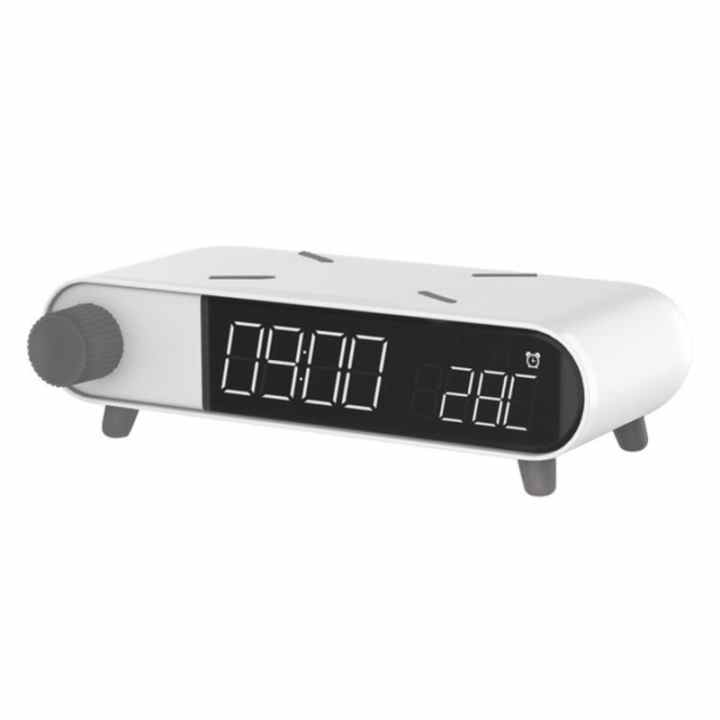 KSIX-Reloj Despertador con Cargador Inalámbrico KSIX Retro Blanco 10 W ...