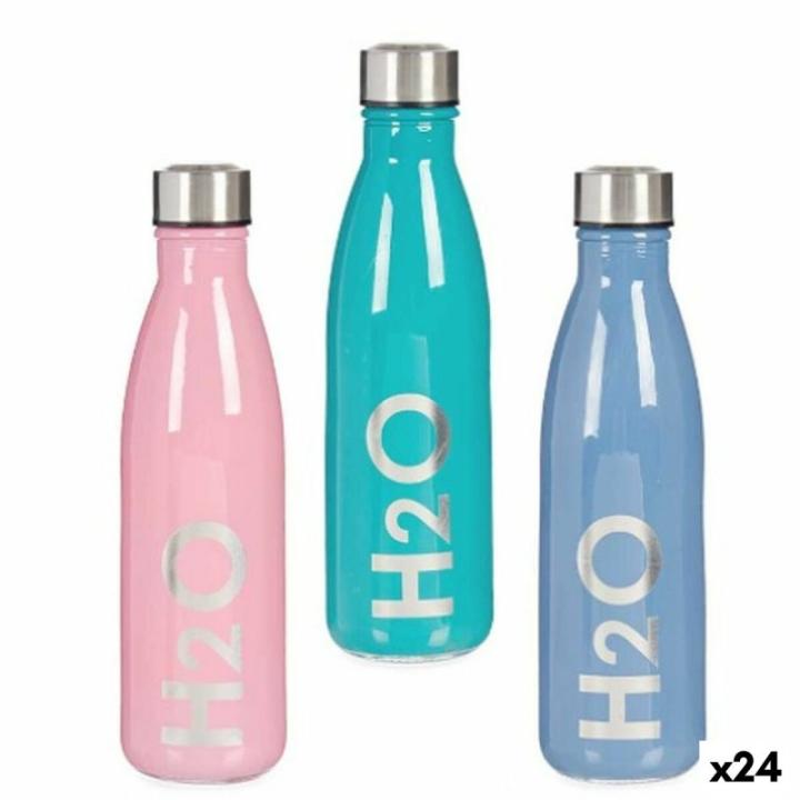 Vivalto-Botella H2O Vidrio Acero Inoxidable 650 ml (24 Unidades) | Miravia
