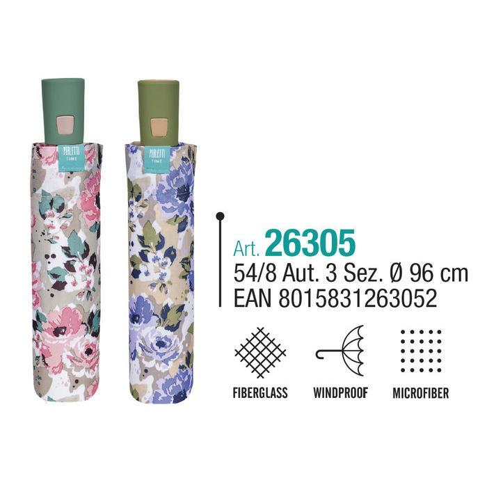 PARAGUAS MUJER PLEGABLE 54/8 AUTOMATICO FLORES PERLETTI TIME | Miravia