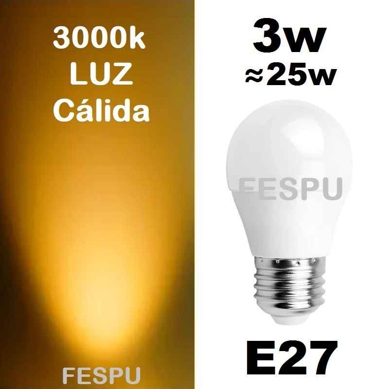 BOMBILLA LED CASQUILLO GRANDE E27 LUZ CALIDA/BLANCA 3W/6W/9W REDONDO ...