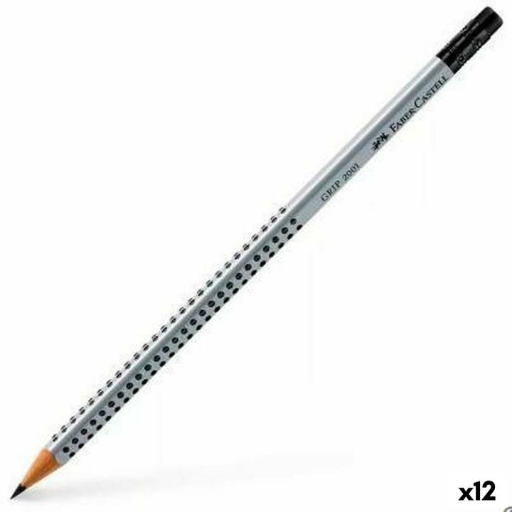 Pencil with Eraser Faber-Castell Grip 2001 Ecological Grey B (12 Units ...