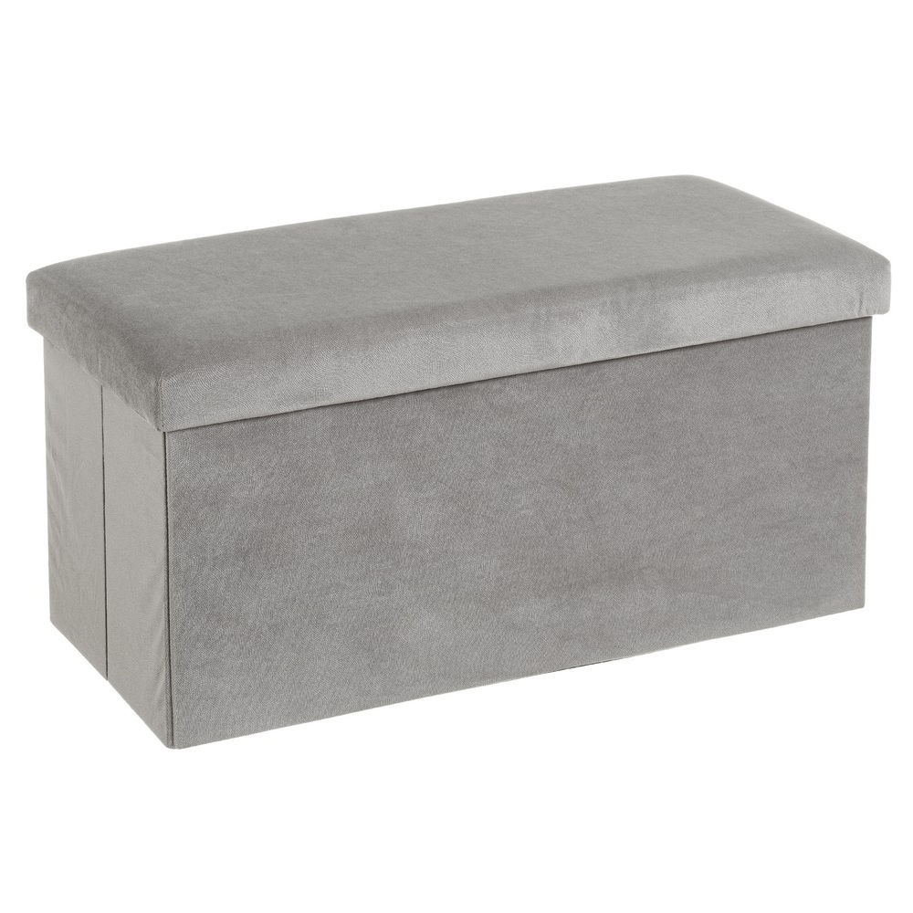 LOLAhome Puff arcón plegable gris perla de terciopelo de 38x38x76 cm ...