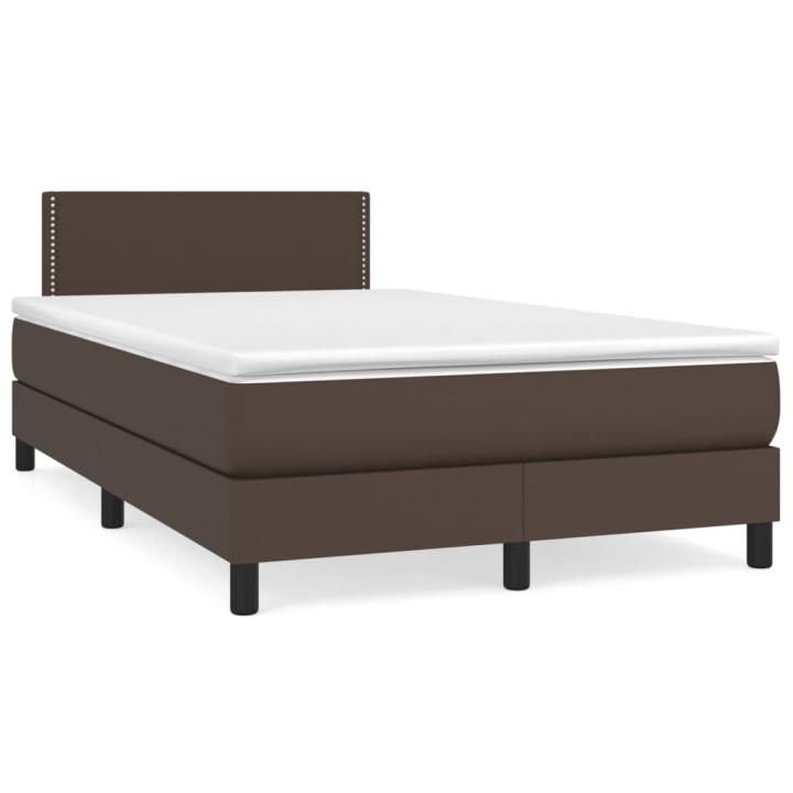 Cama box spring con colchón cuero sintético marrón 120x200 cm | Miravia