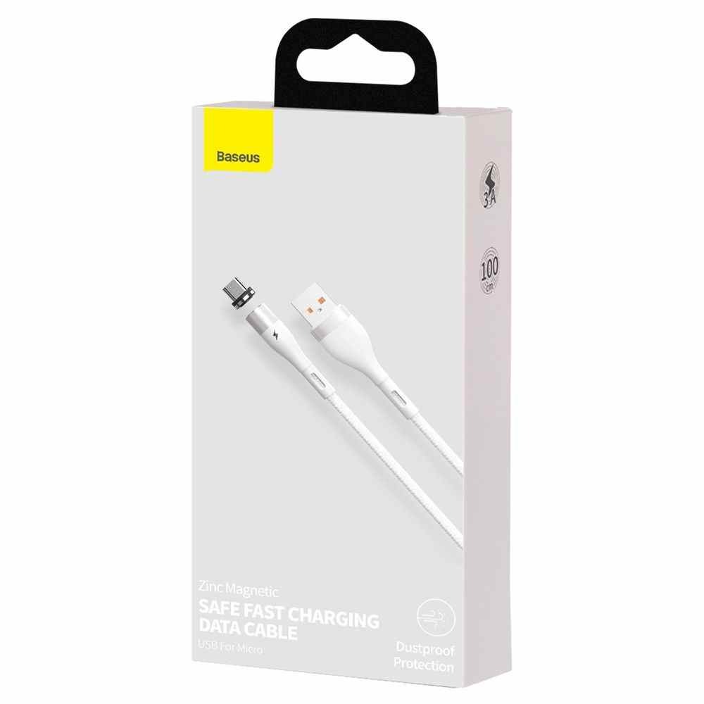Baseus micro usb magnetic zinc cable 2.4a 1m white (camxc-k02) | Miravia